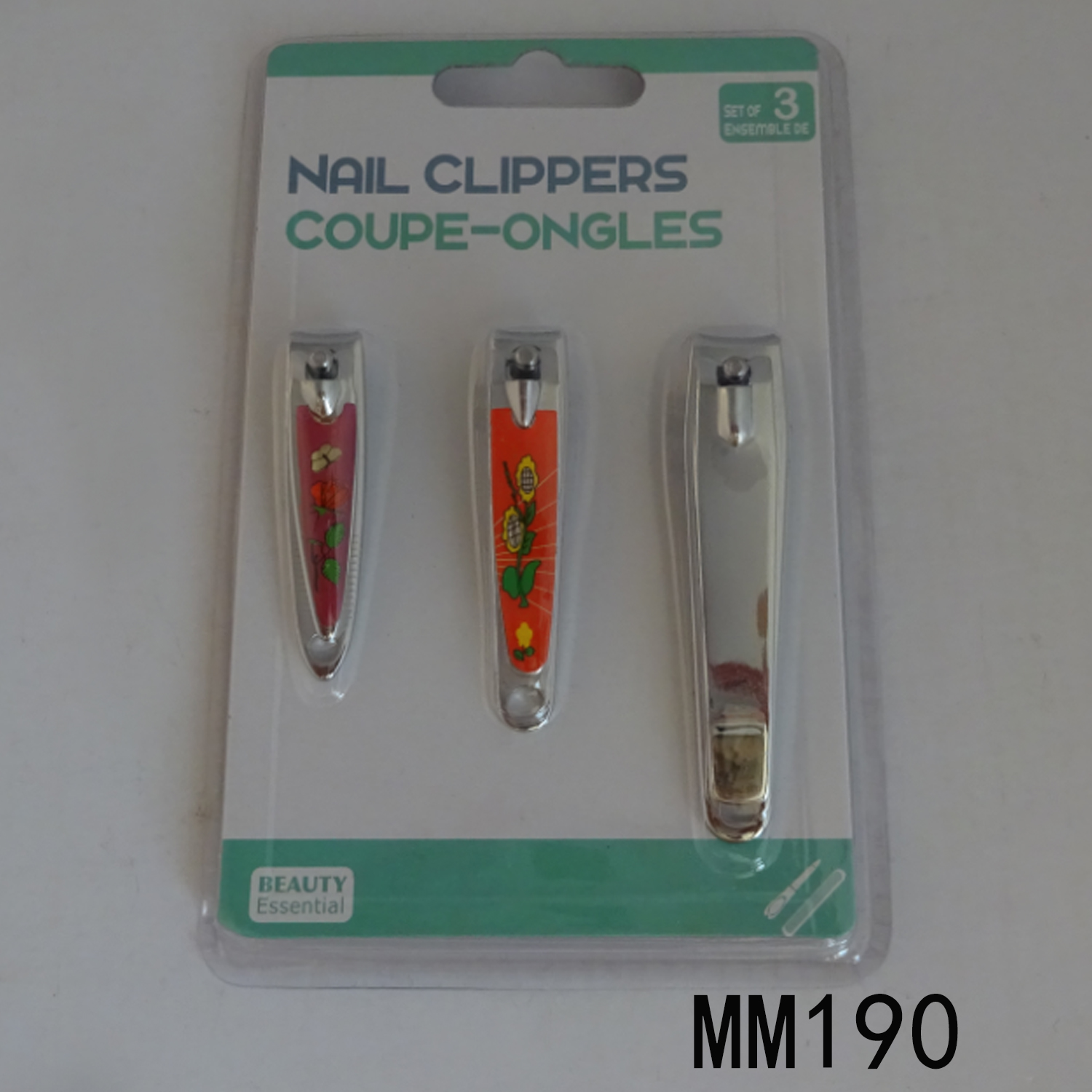 3PC NAIL CLIPPER D/B without PLASTIC STICKER